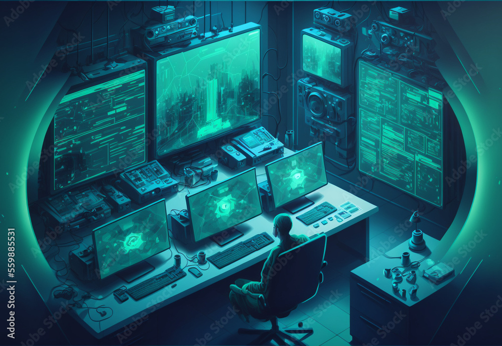 Splashart of cybersecurity with a series of interconnected cyber ...