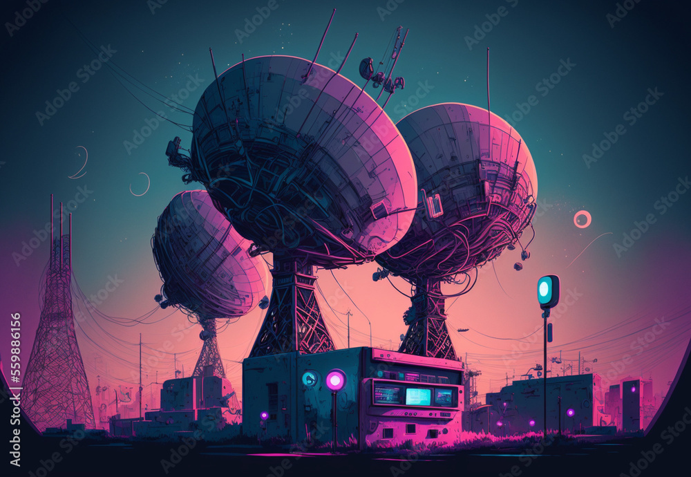 Splashart of telecommunications with a series of interconnected ...