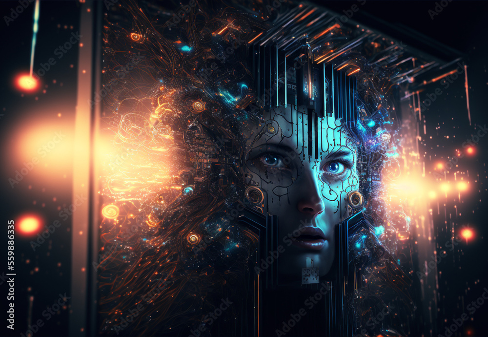 Splashart of artificial intelligence with a neural network pattern ...