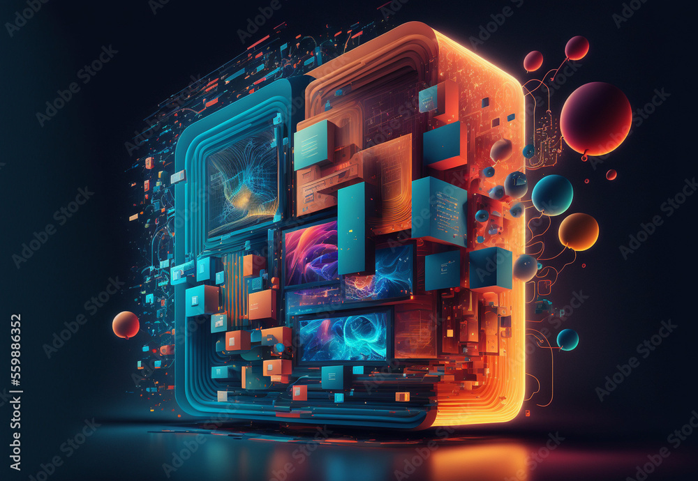 Splashart of big data concept featuring various data shapes and ...
