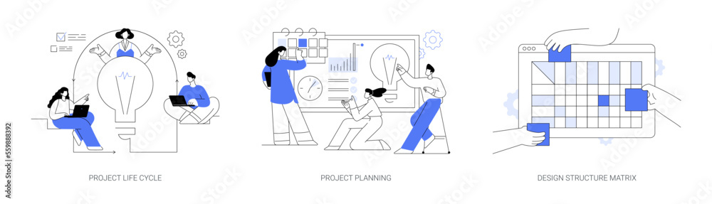 Project life cycle abstract concept vector illustrations. Stock Vector ...
