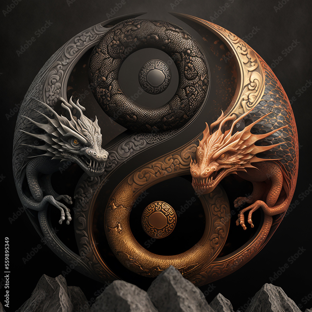 Yin Yang - Dragon Stock Illustration | Adobe Stock