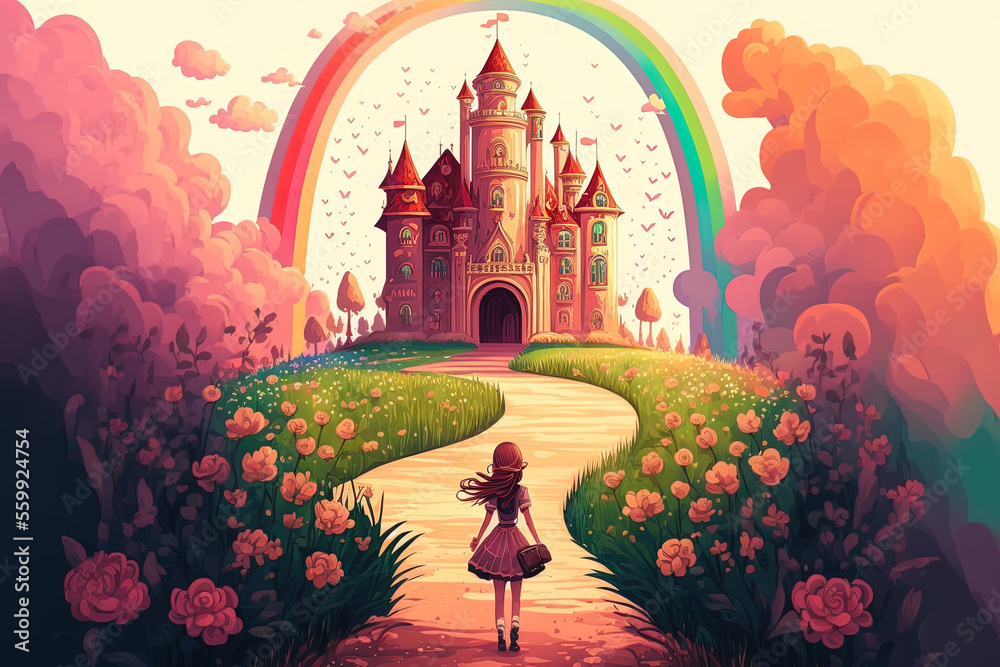 Magic realm and a fairytale palace for the princess. a gorgeous flower ...