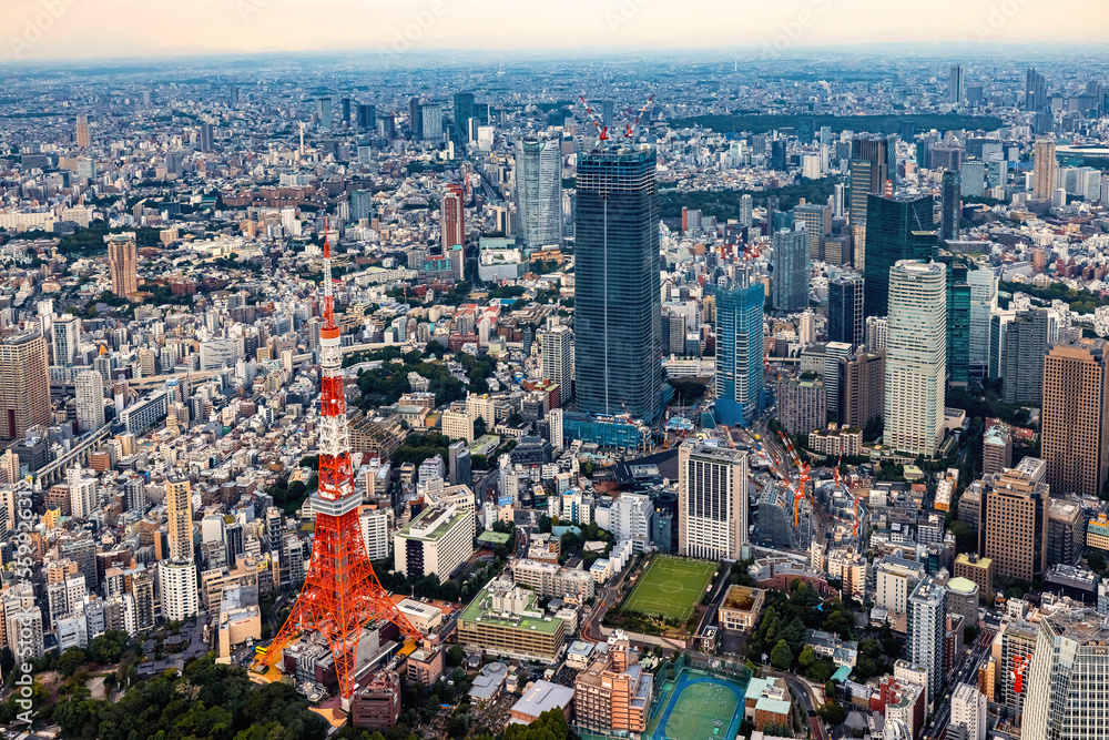 Poster Aerial view of Tokyo Tower in Minato City, Tokyo, Japan – Wall ...