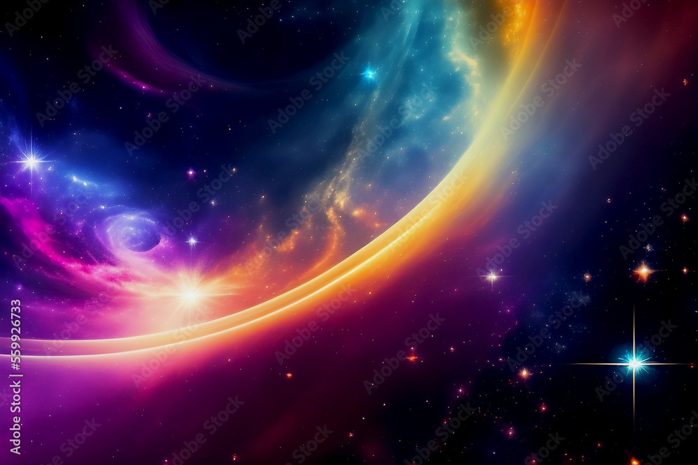 3d wallpaper of colorful space stars galaxy nebula 3d rendering Stock ...