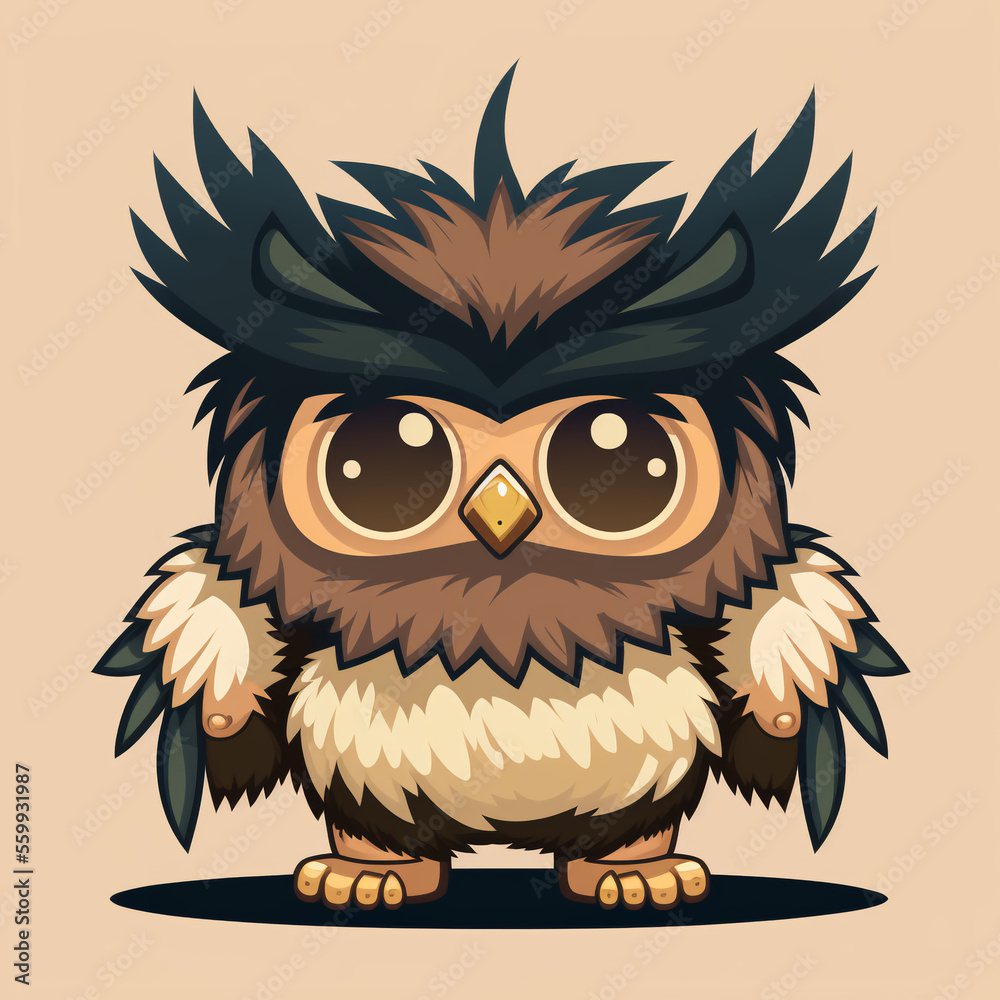 Chibi Cute Isolated Owlbear Monster. Baby Owlbear Cub Fledgling. [Cute ...