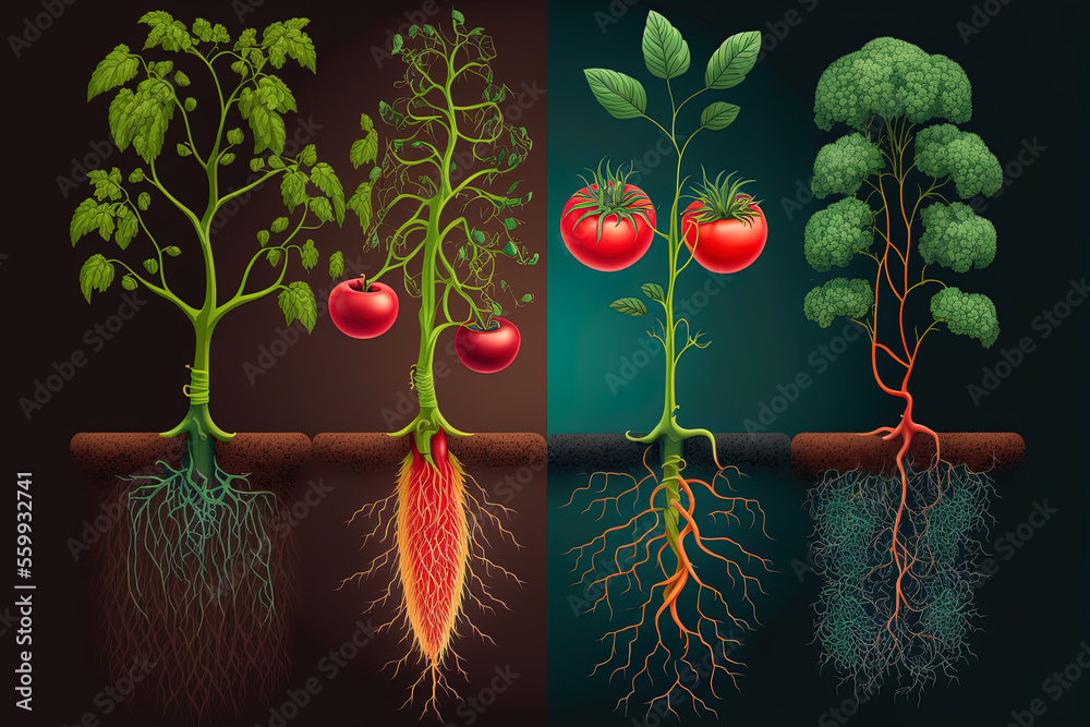 phases of tomato plant development, from germination through blooming ...