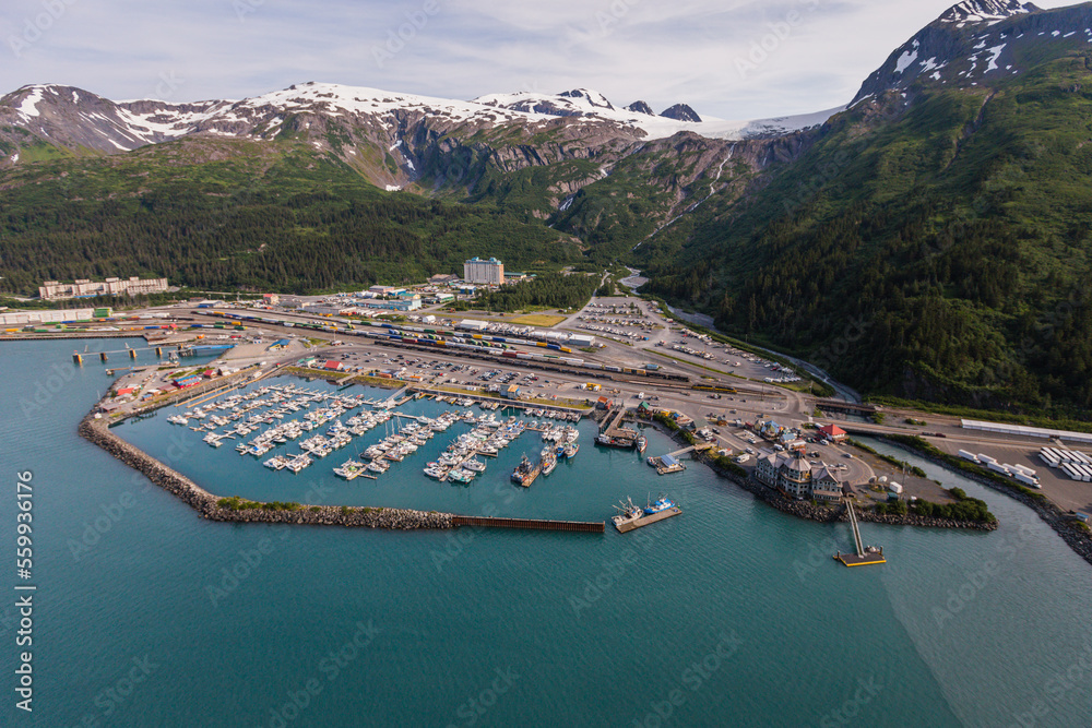 Downtown Whittier Alaska Aerial Photography Stock Photo | Adobe Stock