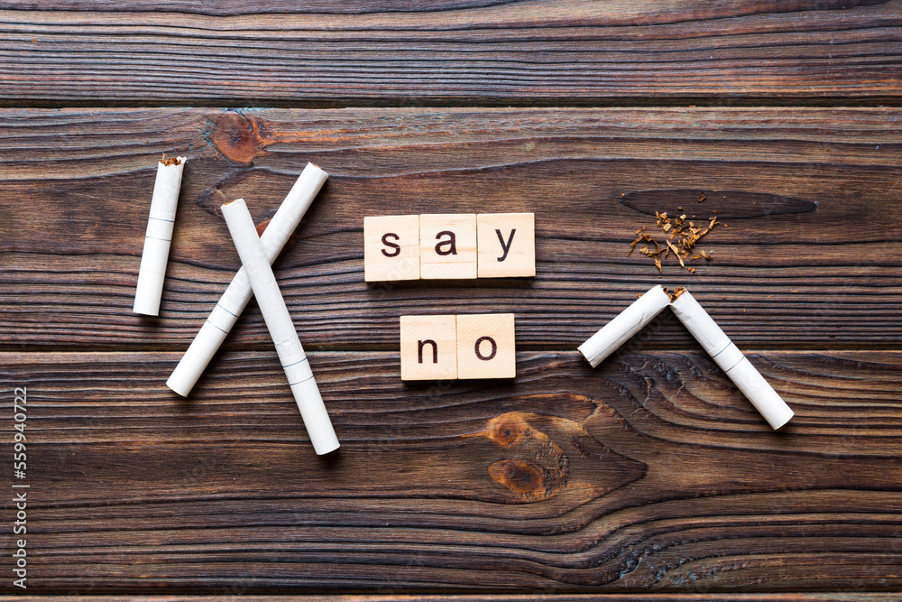 Cigarette And Wooden Blocks, Broken cigarette on table background, No ...