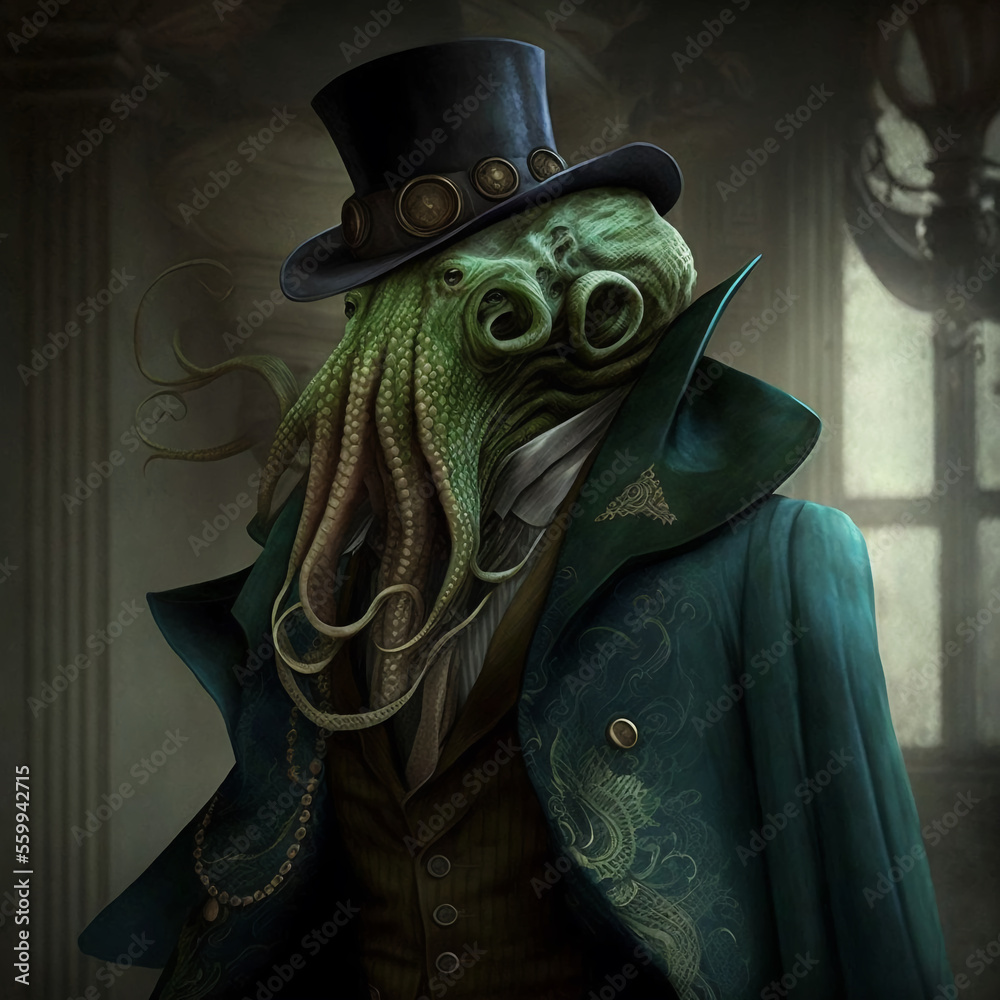 Steampunk Victorian Aristocratic Cthulhu. Tentacle Monster Baron in a ...