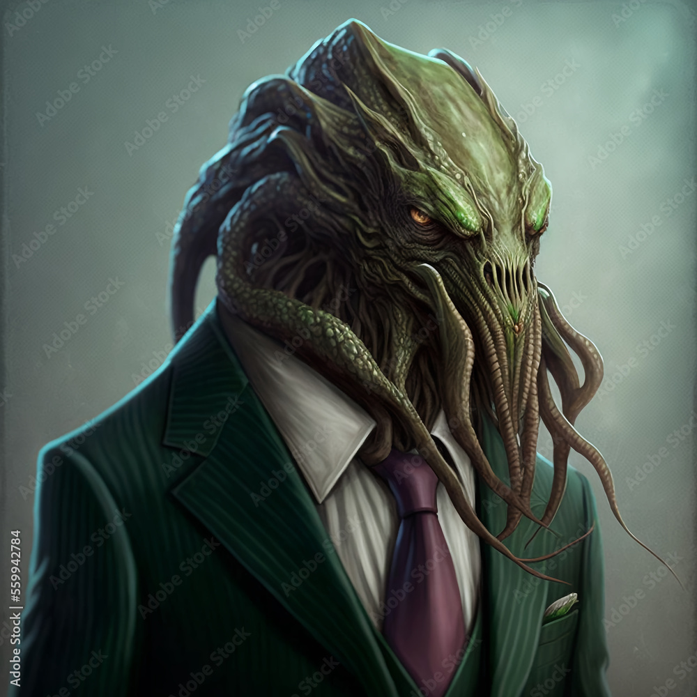 Cryptobro Business Cthulhu in a Fancy Pinstripe, Suit. [Sci-Fi, Fantasy ...
