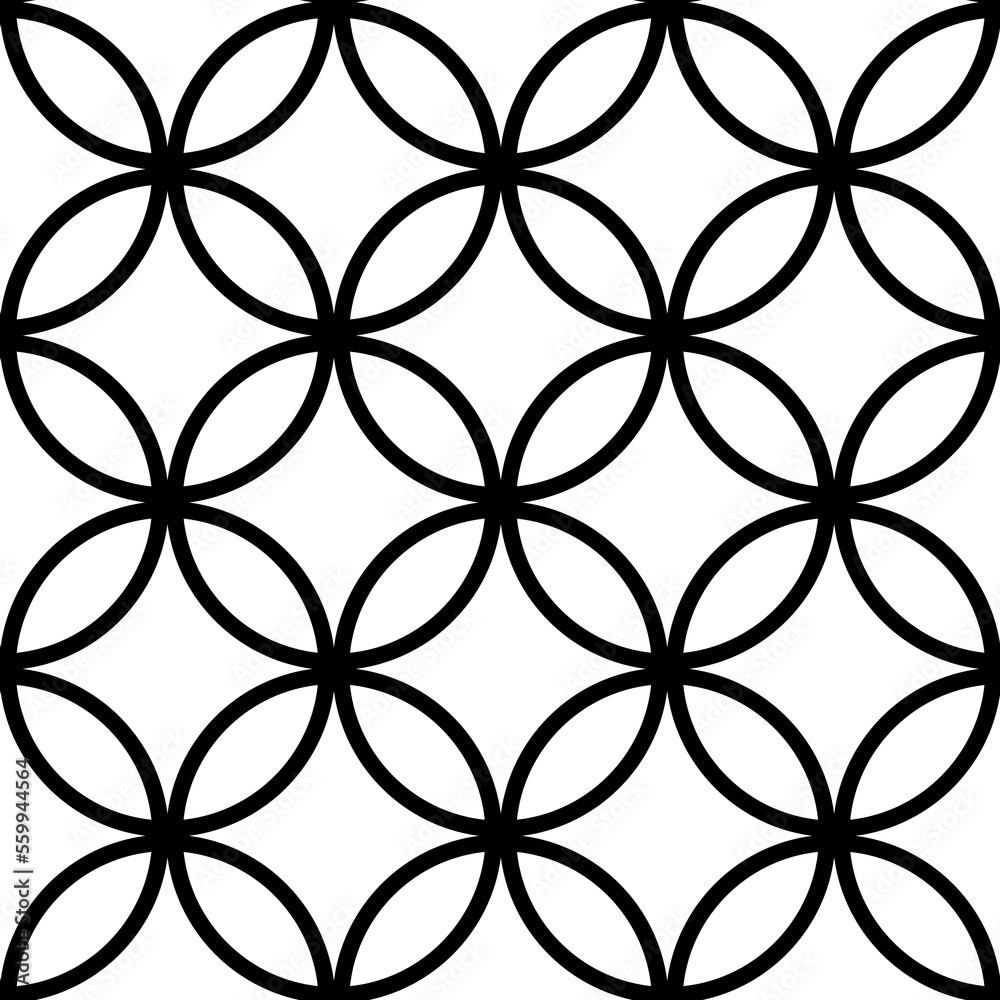 Black and White Interlocking Circles Tiles Seamles Pattern Repeat ...