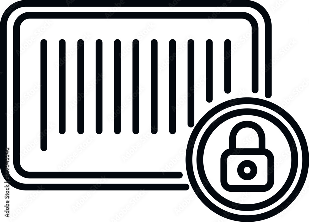 Secured bar code icon outline vector. Cipher data. Lock security Stock Vector | Adobe Stock