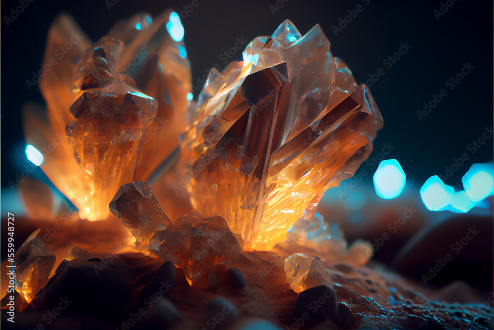 crystal formation: gypsum (generative AI content) Stock Illustration ...