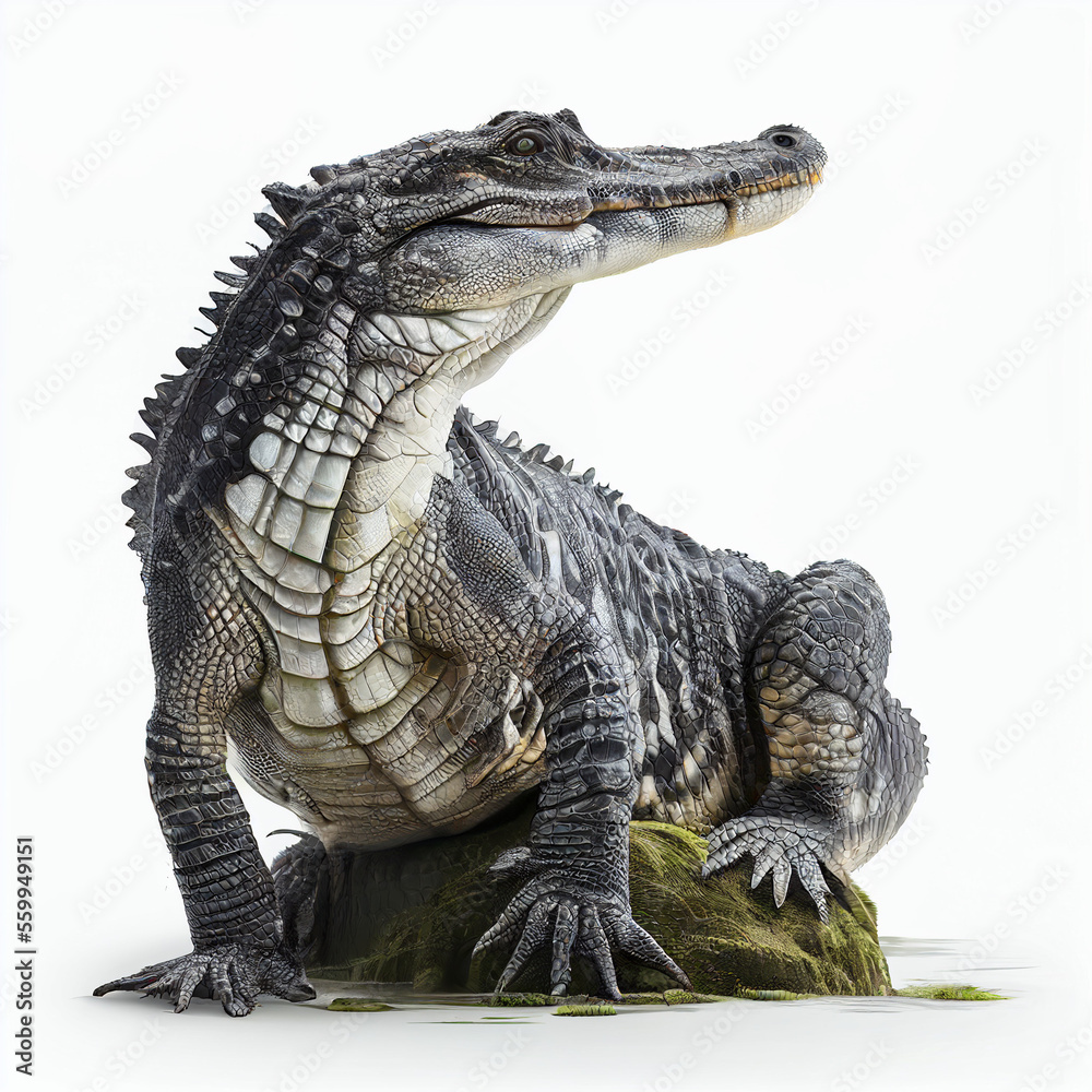 American Alligator full body image with white background ultra ...