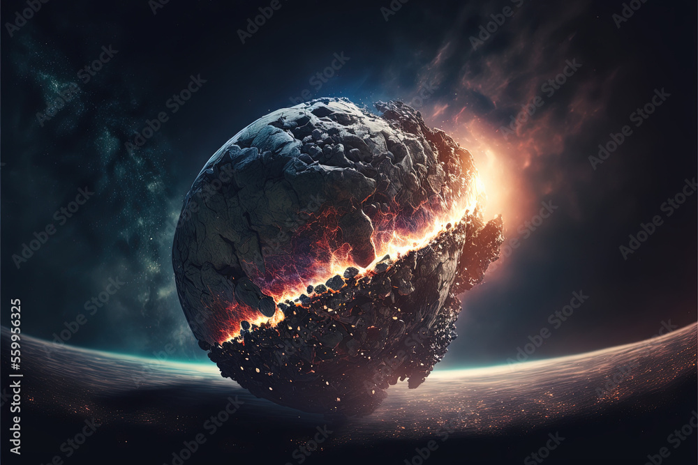 Asteroid is falling on the planet Stock Illustration | Adobe Stock