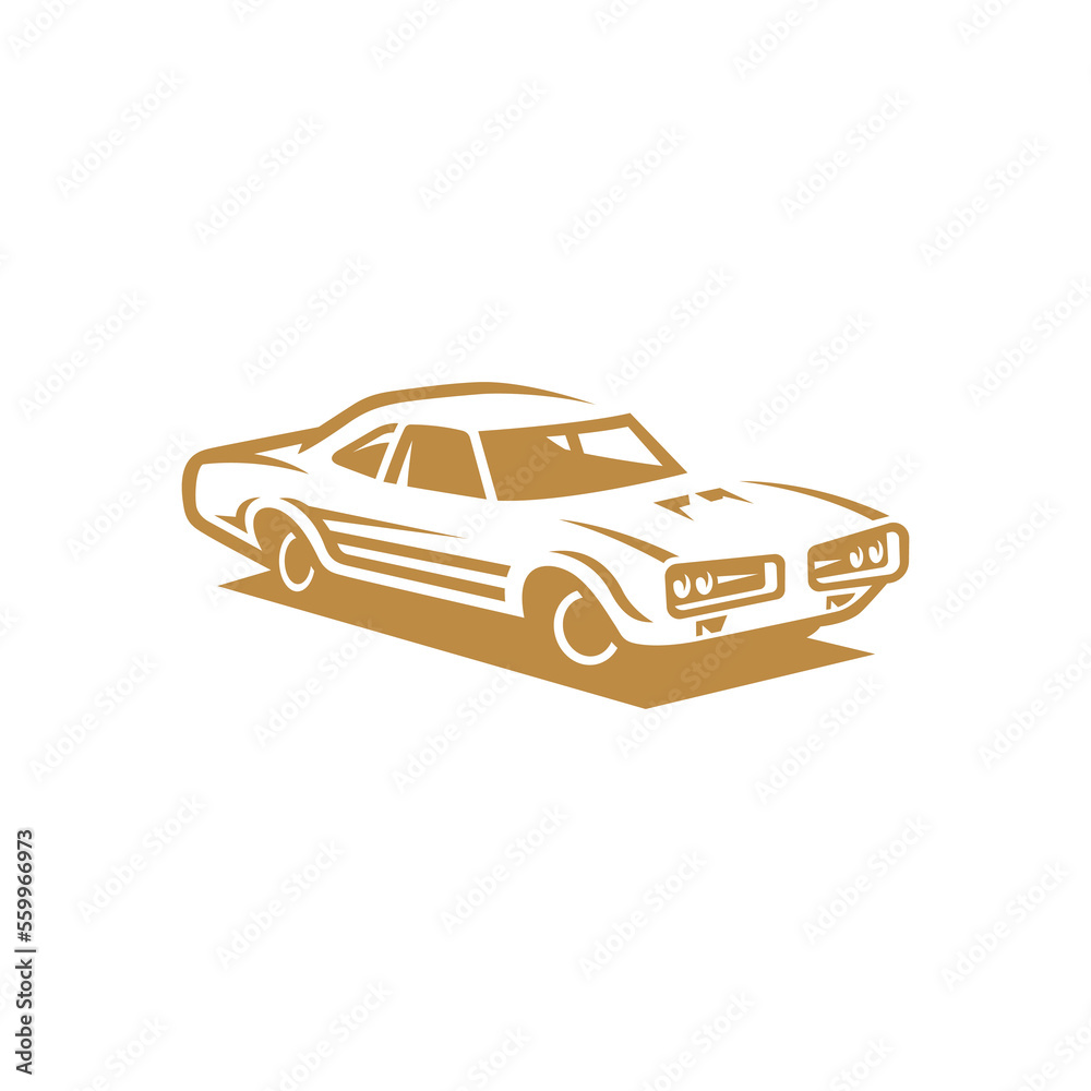 Classic muscle car line art. Vintage retro vehicle vector illustration ...