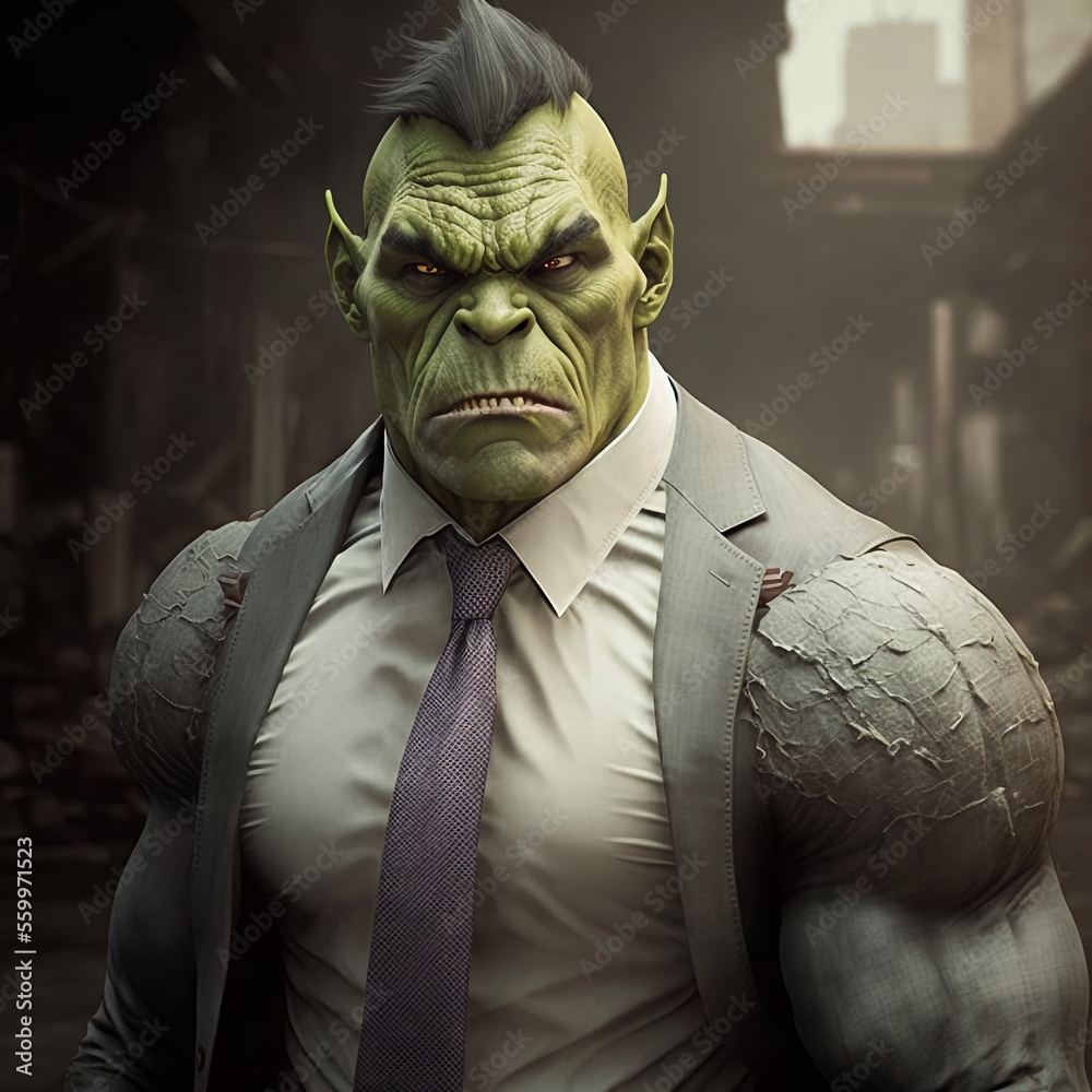 Orc Businessman with a Mohawk in a Ripped Suit. [Sci-Fi, Fantasy ...