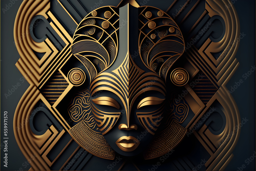 luxury Afrofuturism Mask Pattern ideal for backgrounds or decoration ...