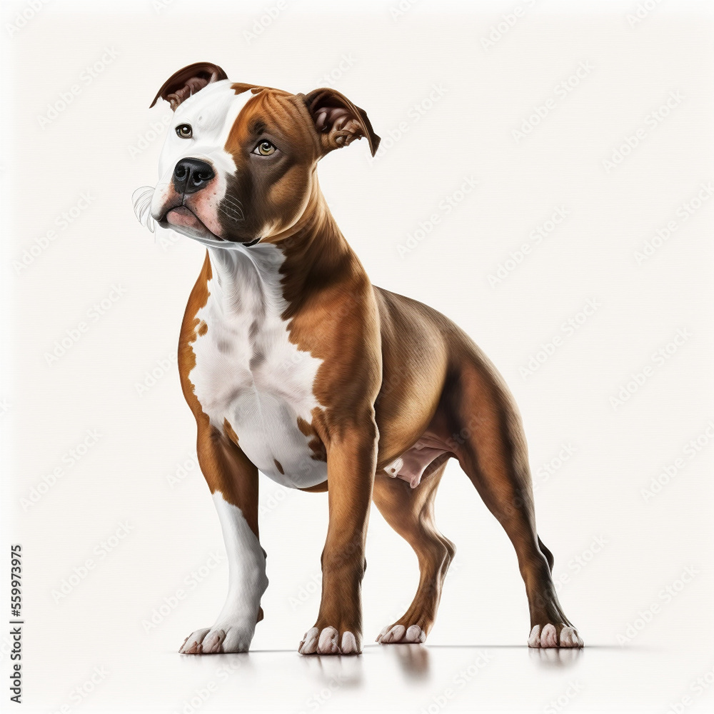American Staffordshire Terrier full body image with white background ...