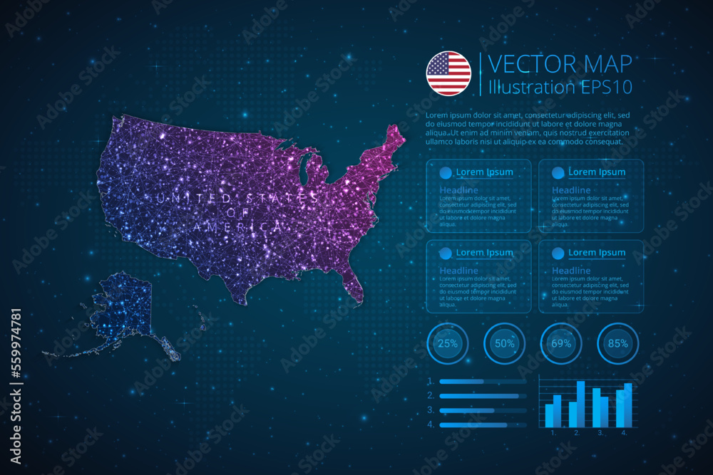 United States of America map infographics template for diagram, graph ...