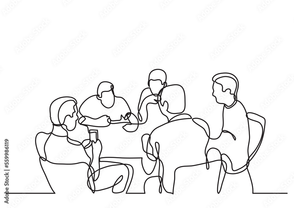 continuous line drawing team meeting - PNG image with transparent ...