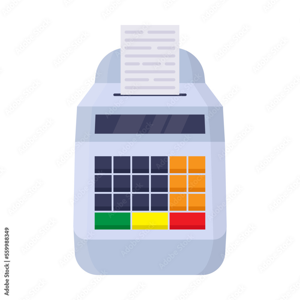 Cash machine for checkout vector illustration. Drawing of POS terminal ...