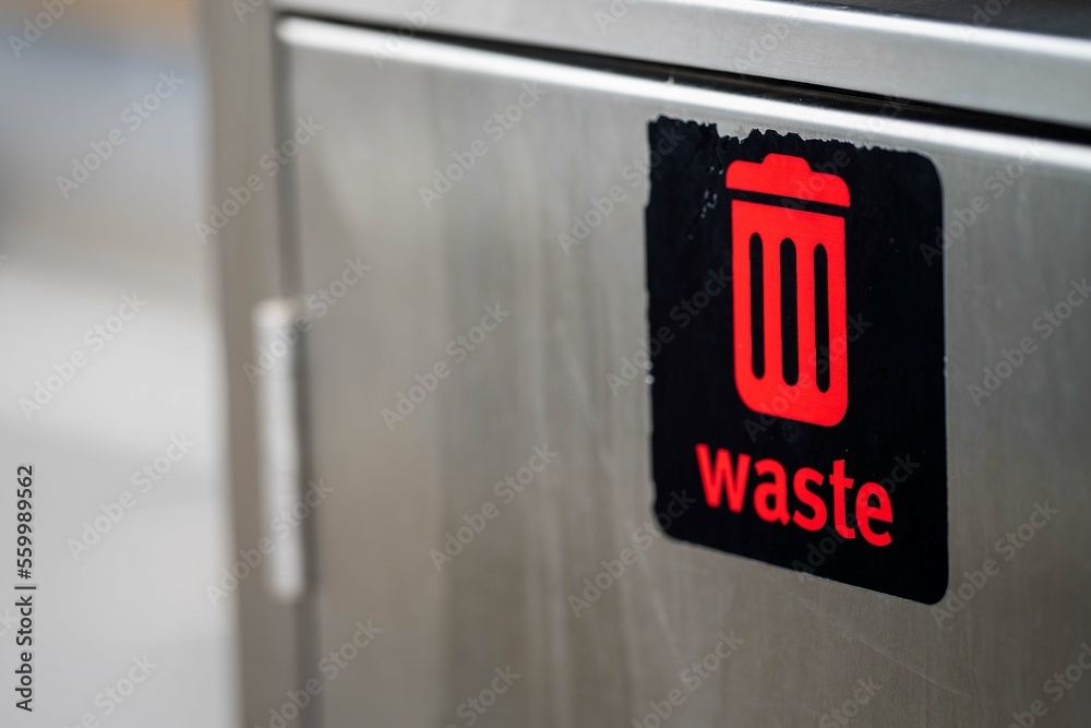 red waste bin. red rubbish bin in new york america Stock Photo | Adobe ...