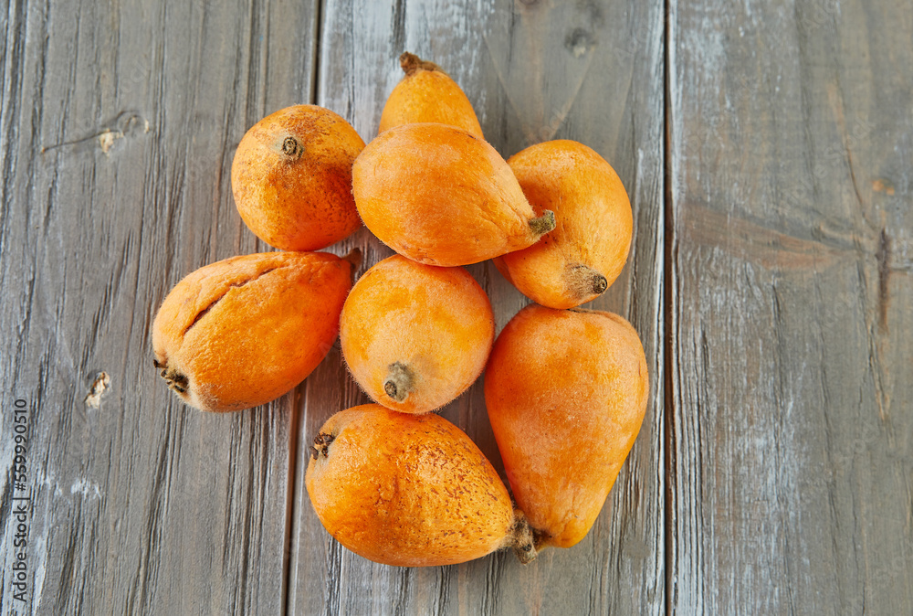 Medlar ripe, Loquats fruits Group of Japanese orange fruit medlars ...