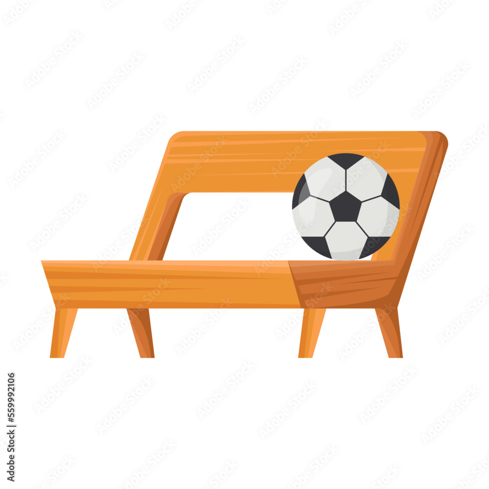 Bench for changing clothes of young football players at Football Sports ...