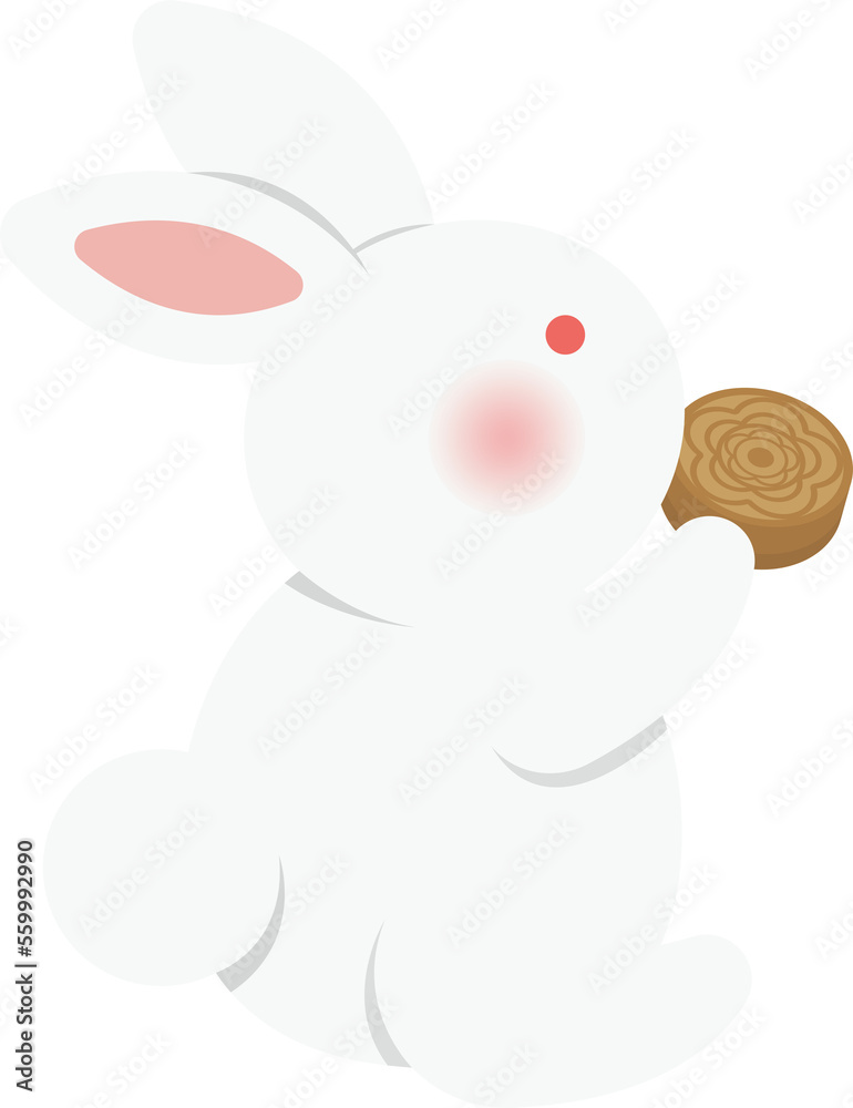 Cartoon comic vector of cute rabbit eating moon cake Stock Illustration ...