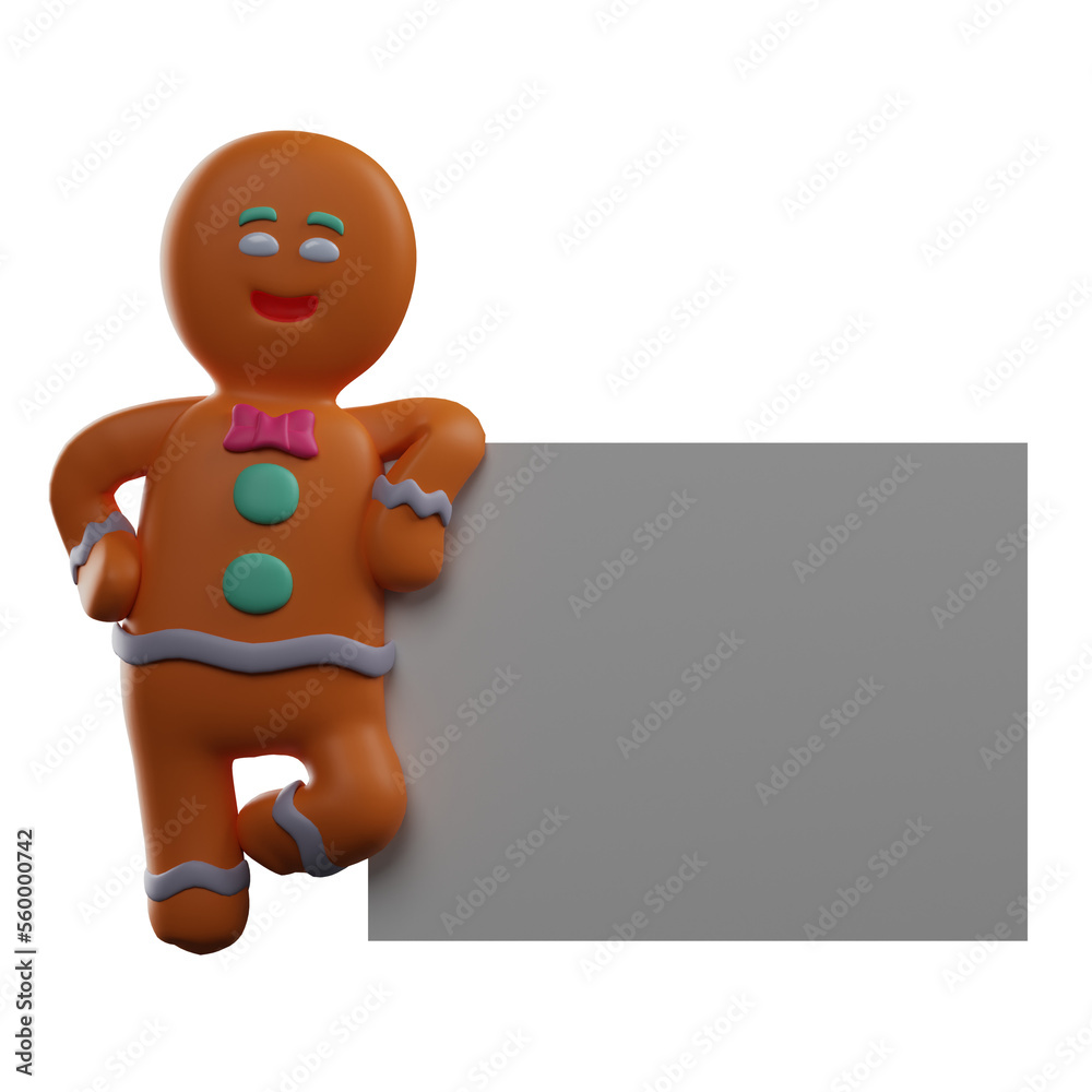 Gingerbread 3D cartoon image standing near whiteboard, 3D gingerbread ...