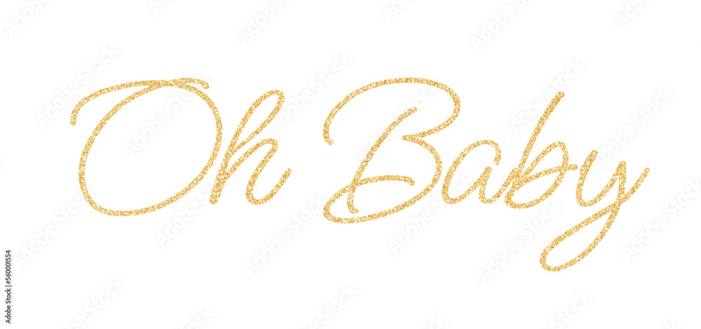 Oh Baby Gold Glitter Textured Lettering Text PNG Design Element for ...