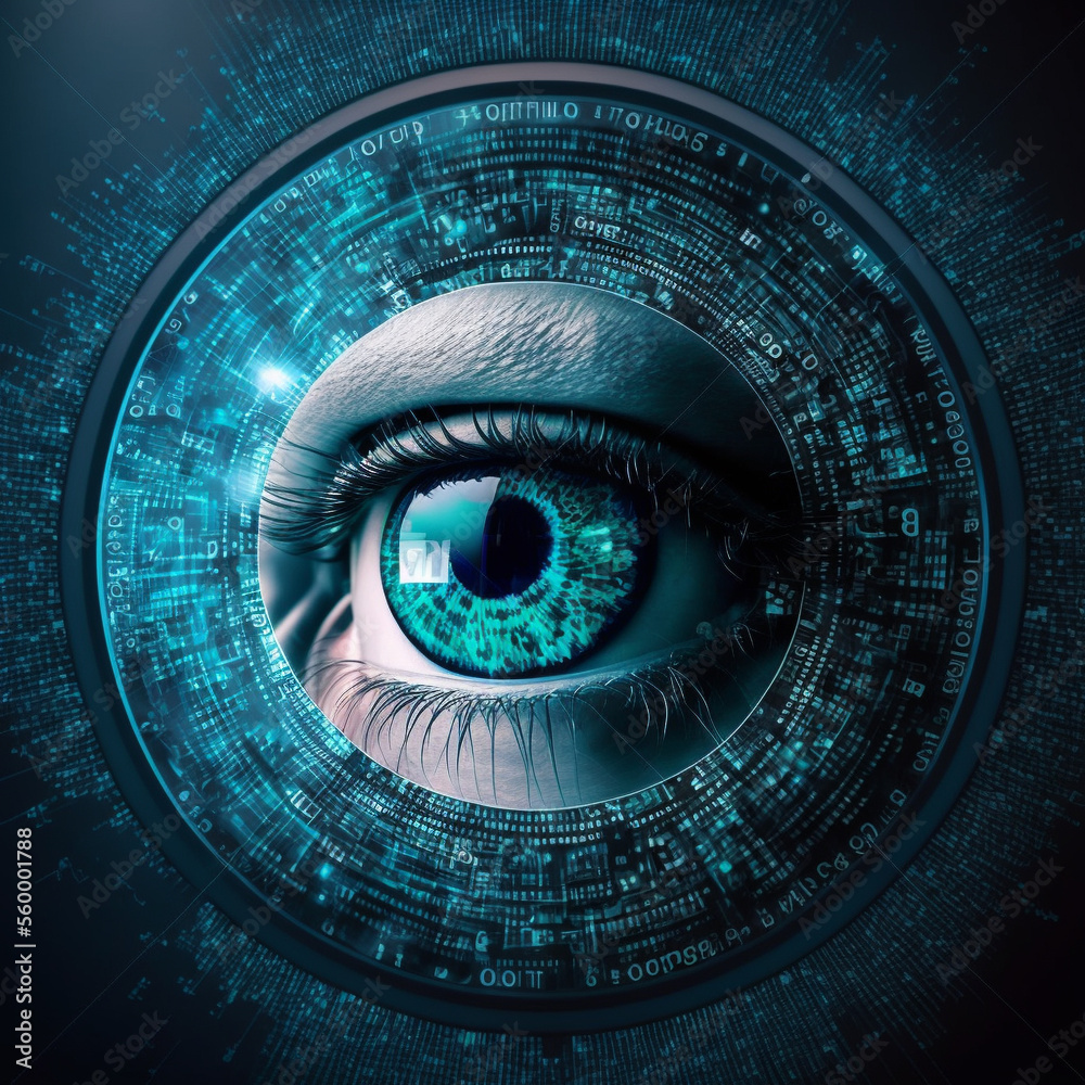 A techno eye in a circle of data, showcasing the intersection of ...