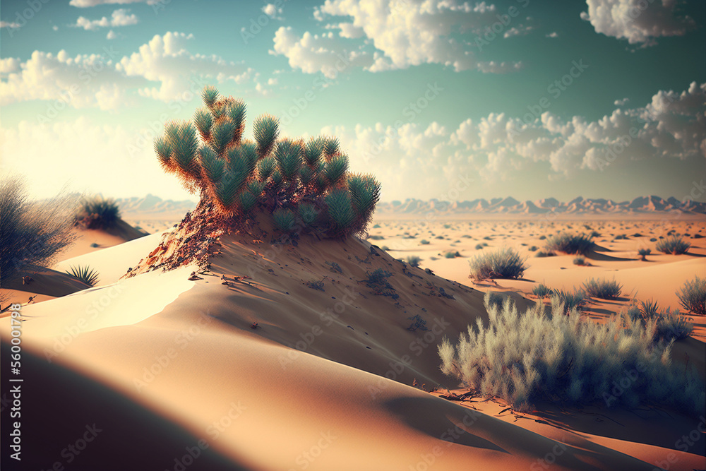 An epic desert scene with dramatic sky, showcasing the vast expanse of ...