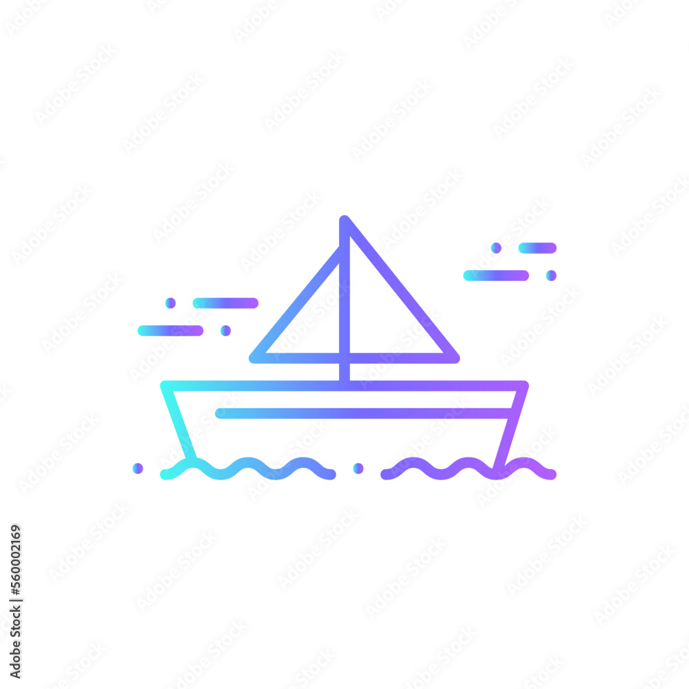 Sailboat Transportation icon with blue gradient outline style. Vehicle ...