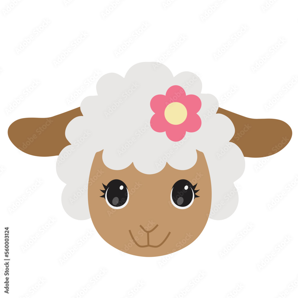 Vetor de Cute sheep face vector cartoon illustration do Stock | Adobe Stock