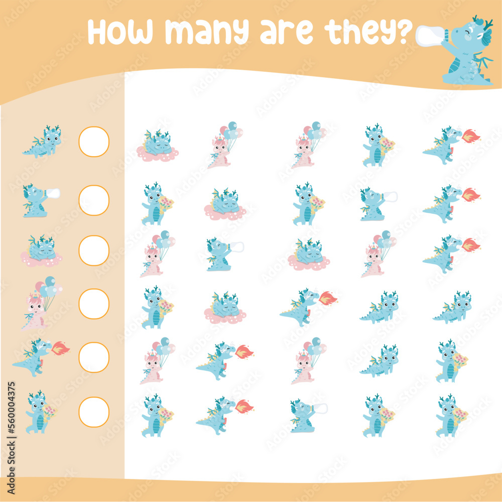 Counting How Many Cute Unicorn with same image do you see and write the ...