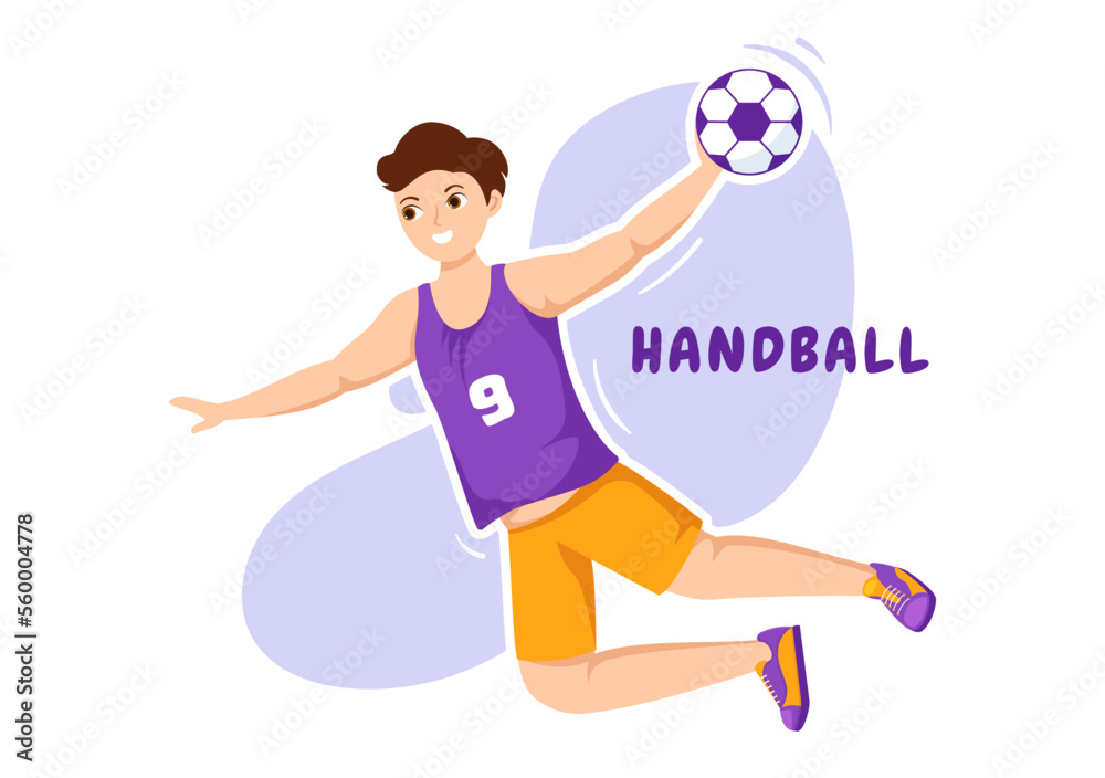 Handball Illustration of a Player Touching the Ball with His Hand and ...