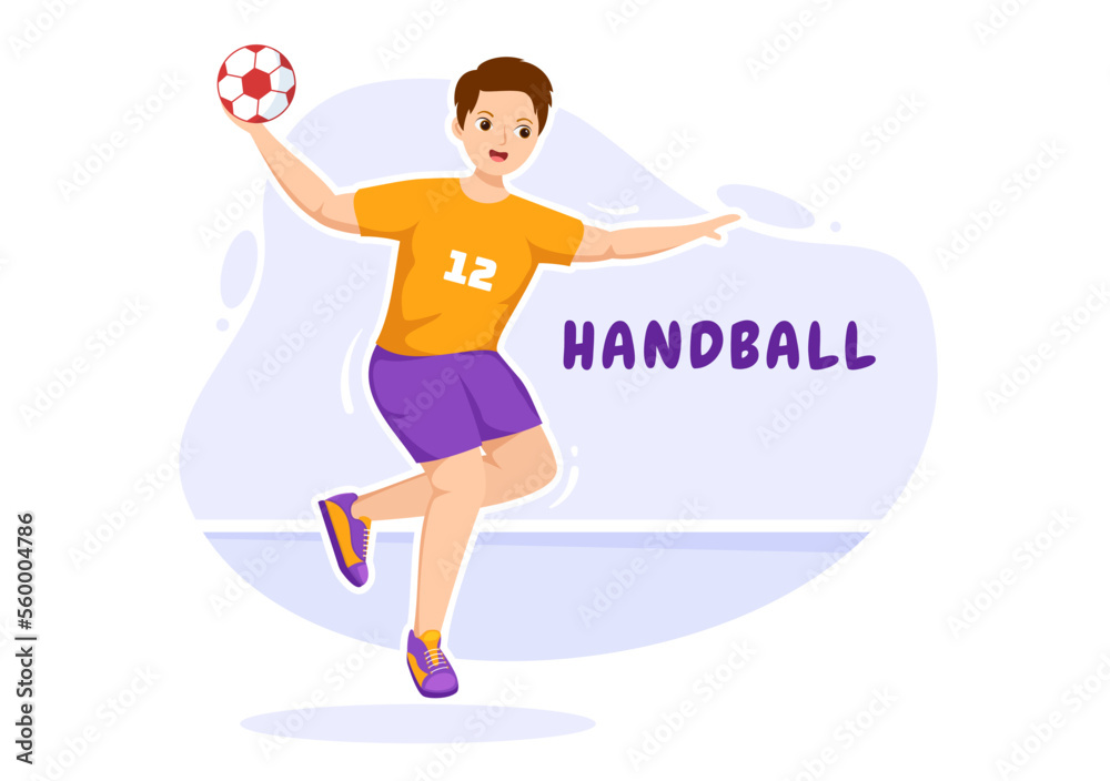 Handball Illustration of a Player Touching the Ball with His Hand and ...
