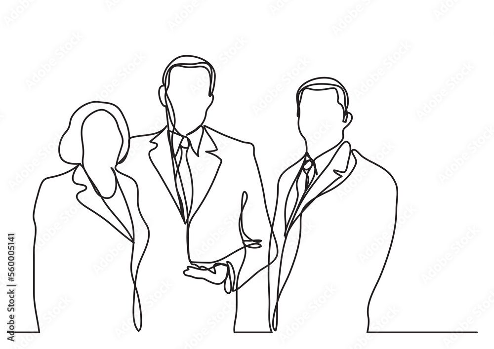 continuous line drawing business executives - PNG image with ...