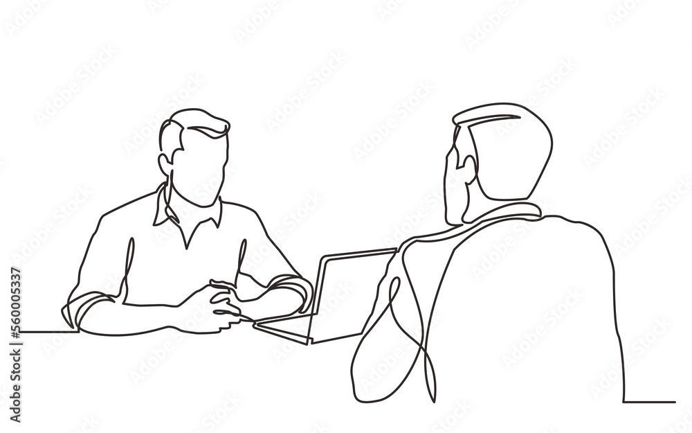 continuous line drawing job interview scene - PNG image with ...