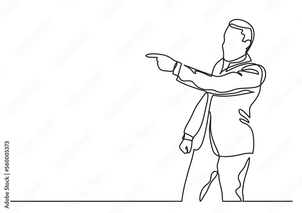 continuous line drawing man pointing - PNG image with transparent ...