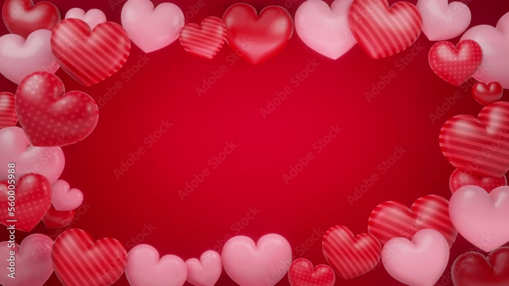Valentine heart frame background, stripe line, poke dot, white heart ...
