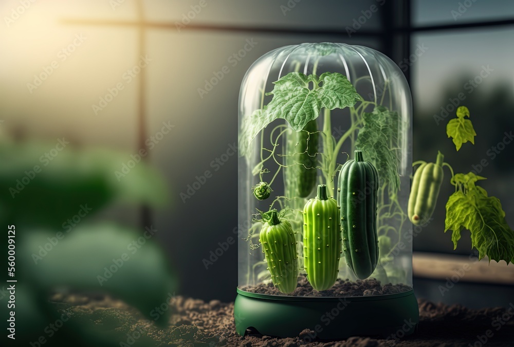 cucumber grow in hi-tech controlling environment with bright light in ...