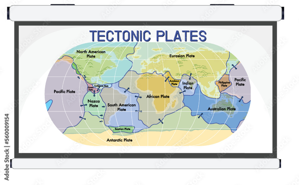 Tectonic plates and landforms Stock Vector | Adobe Stock