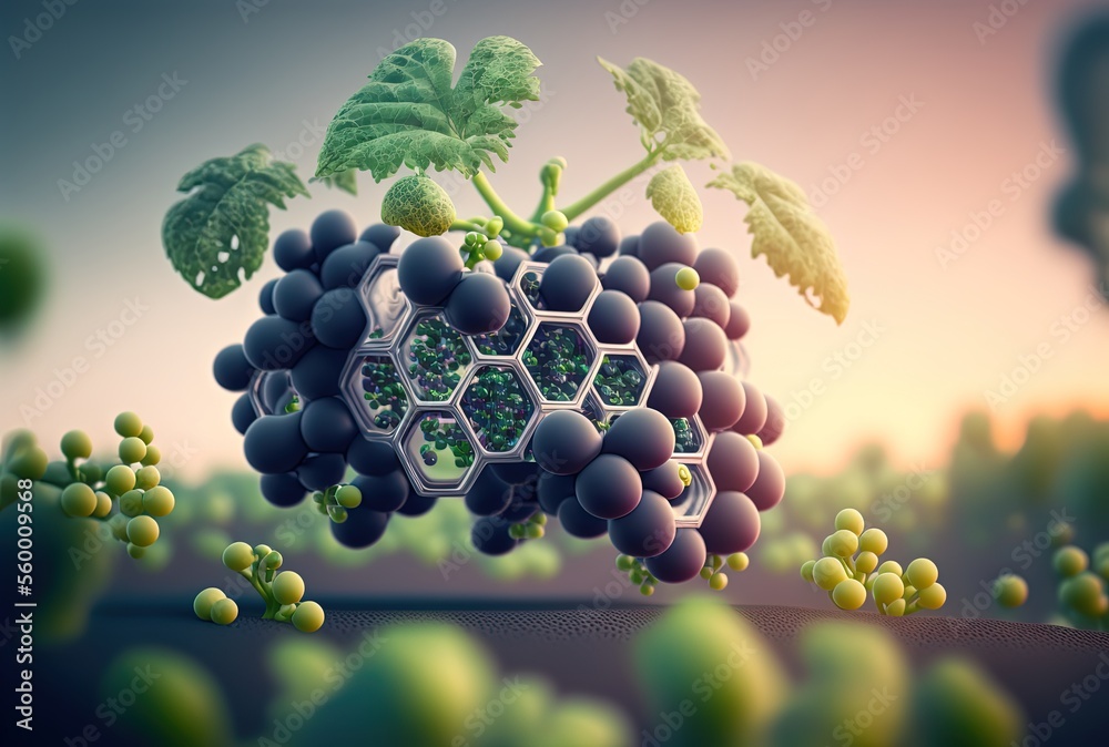 purple grape grow in hi-tech controlling environment with bright light ...
