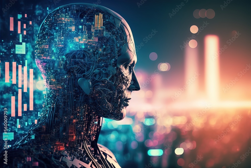 illustration of a futuristic robot with cybermatic system design ...