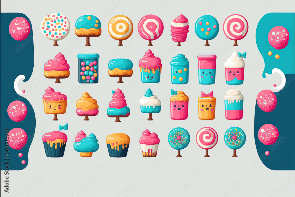 candy sprite sheet & Candy Crush style Generative AI Stock Illustration ...