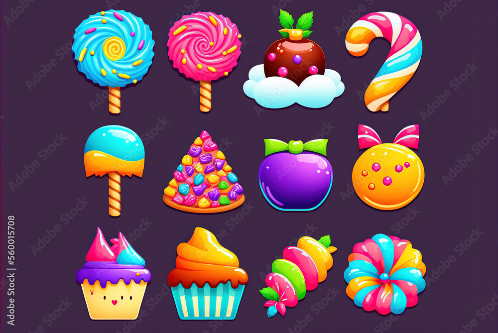 candy sprite sheet & Candy Crush style Generative AI ilustración de ...